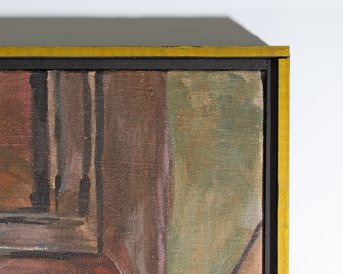 Peter Bruning Signed 1975 Oil on Canvas Cubist Style Still Life Painti ...