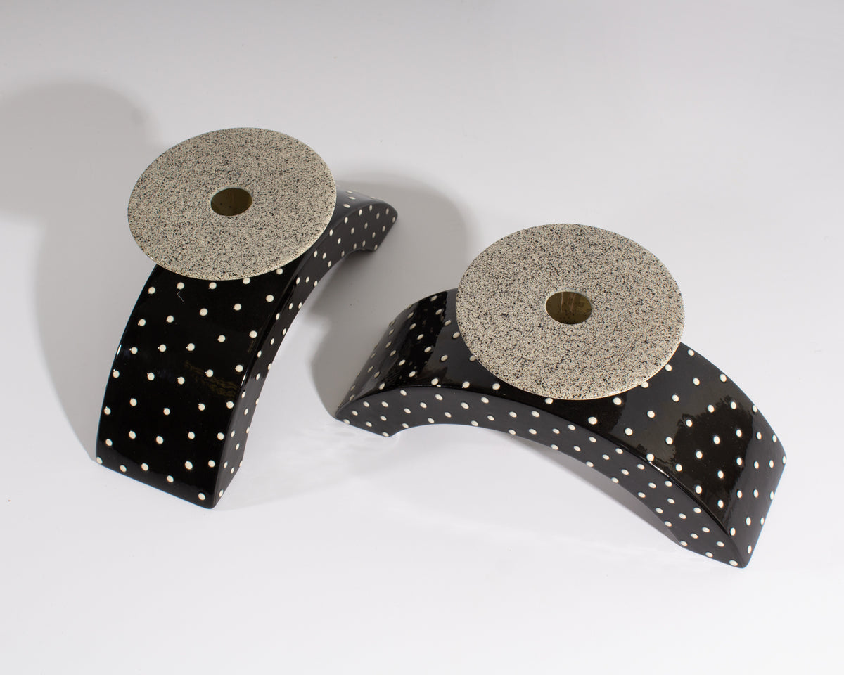 Michael Duvall Signed Ceramic Postmodern Candlestick Holders – Sheafer ...
