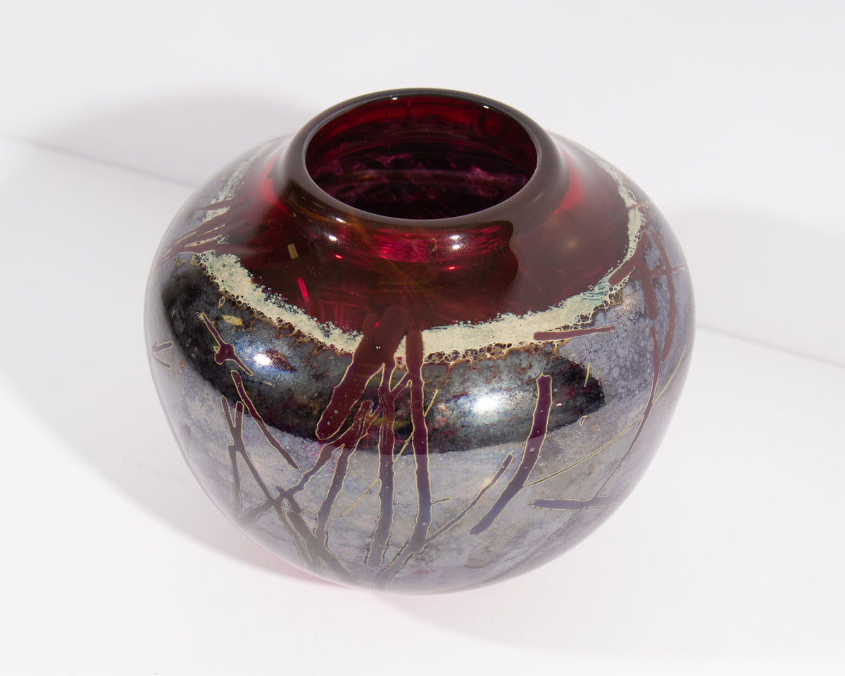 Mark Fowler Signed 1987 Art Glass Vase – Sheafer + King Modern
